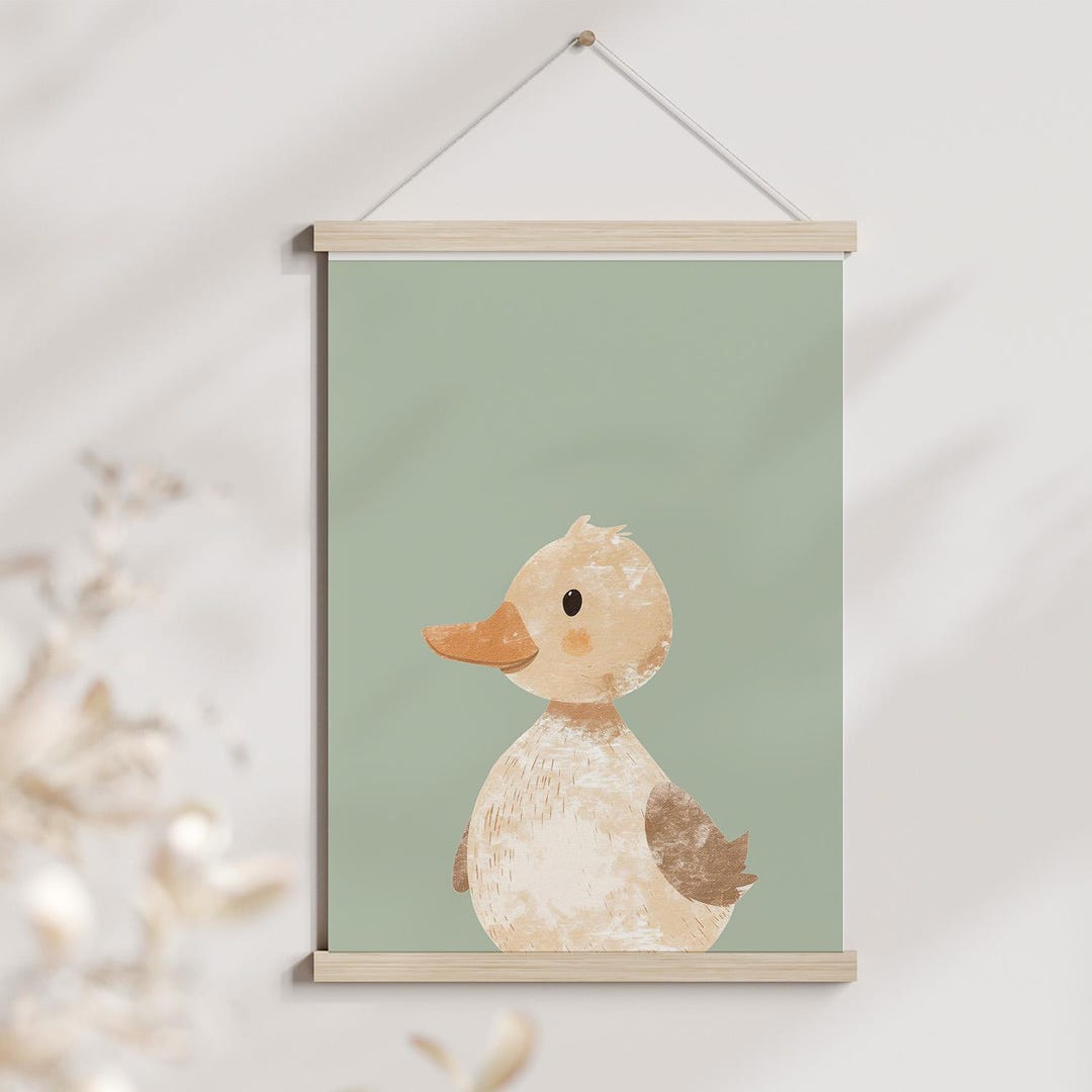 Cute Green Duck Printable Farm Animal Art, Kids Room Watercolor ...