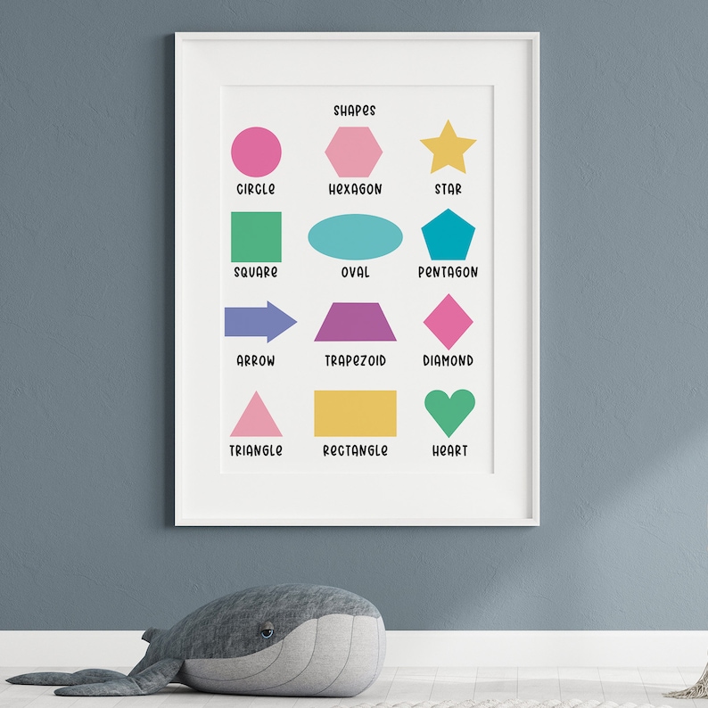 Shapes Educational Print Rainbow Shapes Print Nursery Wall - Etsy