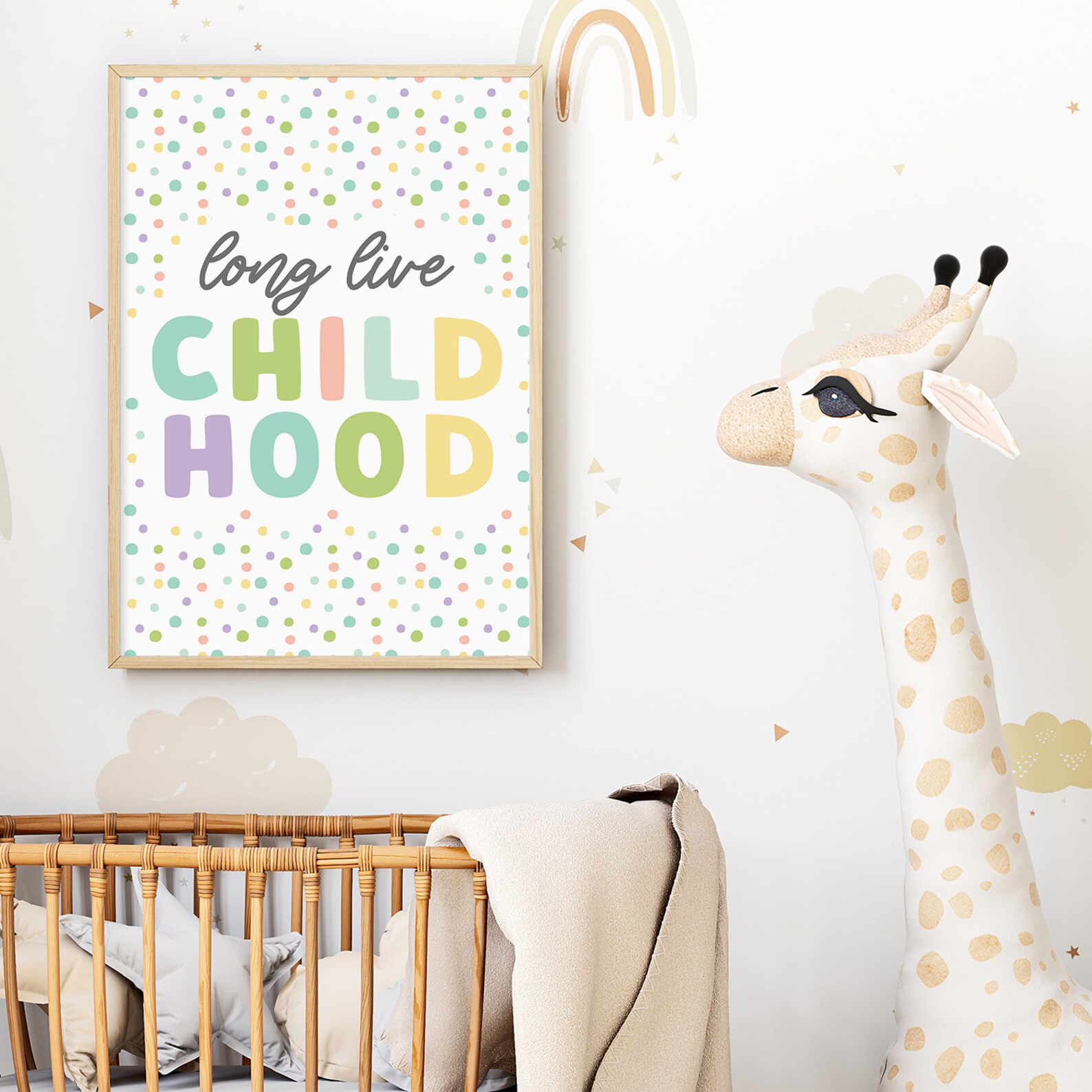 Long Live Childhood Playroom Wall Art, Pastel Kids Playroom Print ...