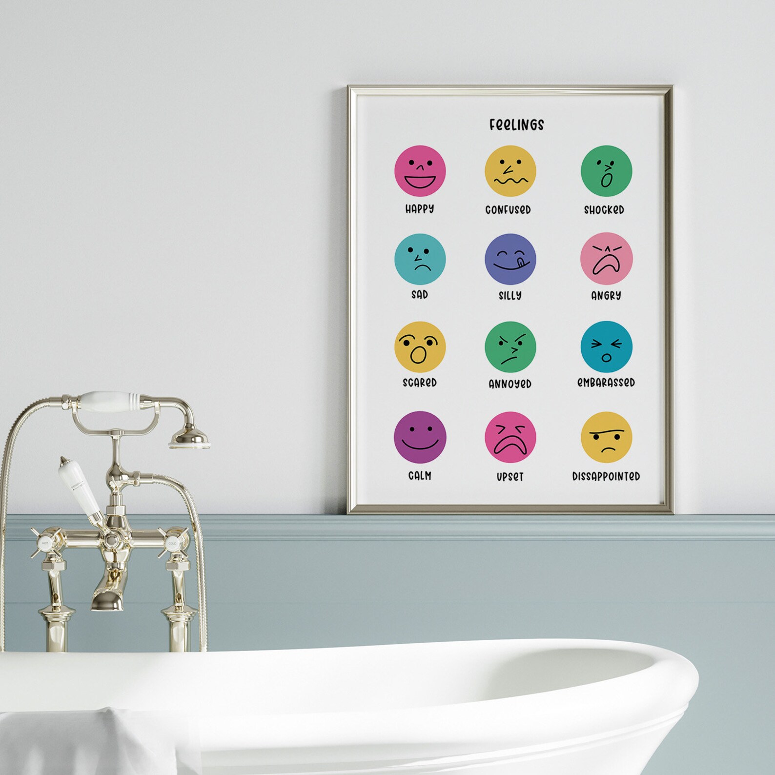 Rainbow Feelings Chart, Emotions Print, PRINTABLE Wall Art, Montessori ...