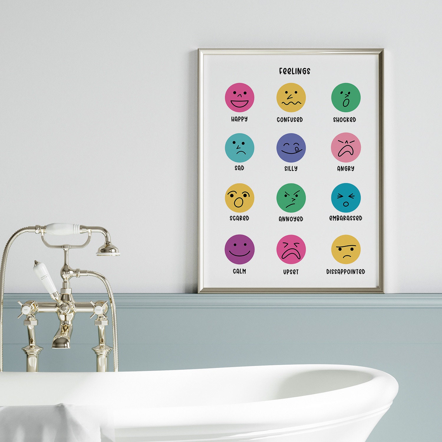 Rainbow Feelings Chart, Emotions Print, PRINTABLE Wall Art, Montessori ...