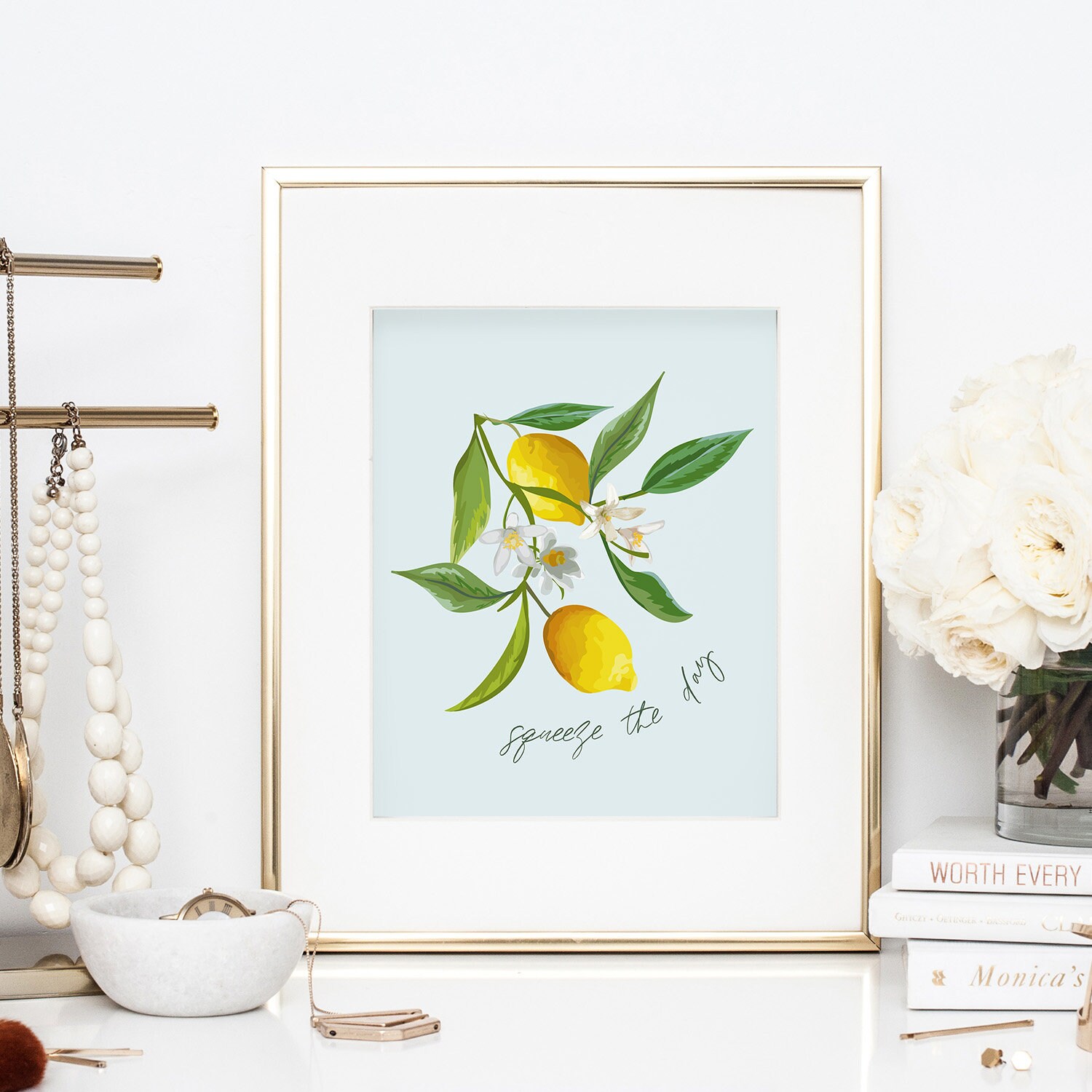 Squeeze the Day Lemon Art Printable, Lemon Artwork, Summer Decor for ...