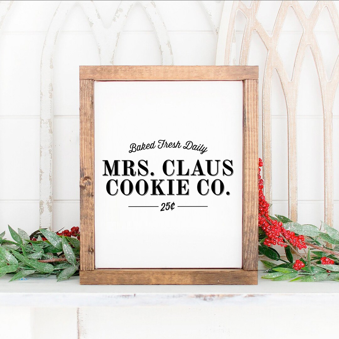 Mrs. Claus Cookie Co. Printable Wall Art, Farmhouse Style Christmas ...