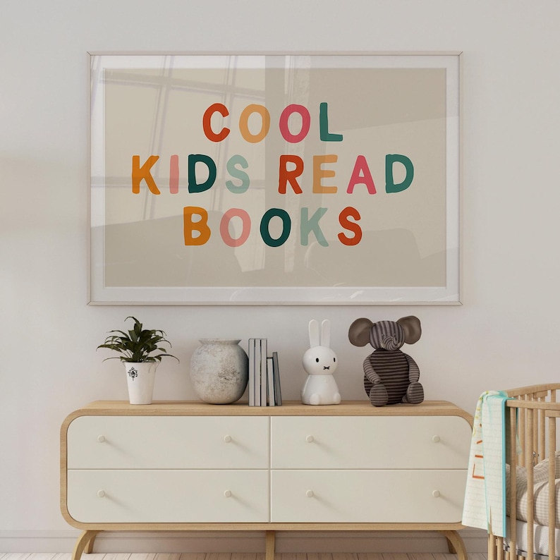 Cool Kids Read Books Printable Wall Art, Boho Reading Decor, Playroom ...