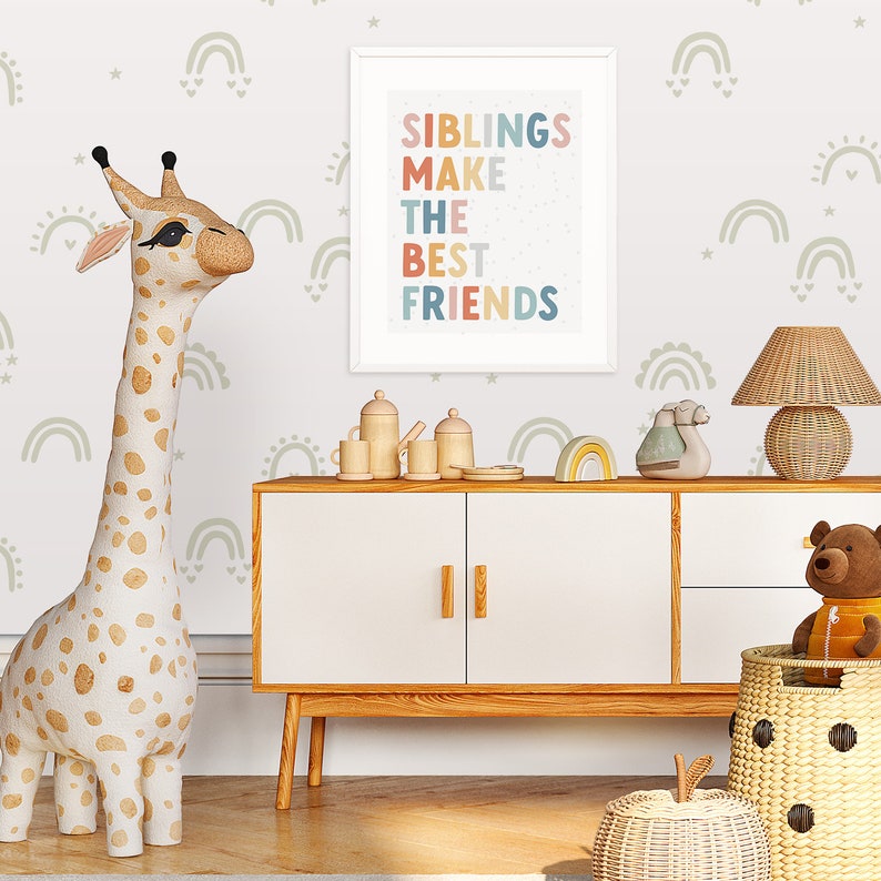 Siblings Make the Best Friends Printable Art, Rainbow Art Print, Gender ...