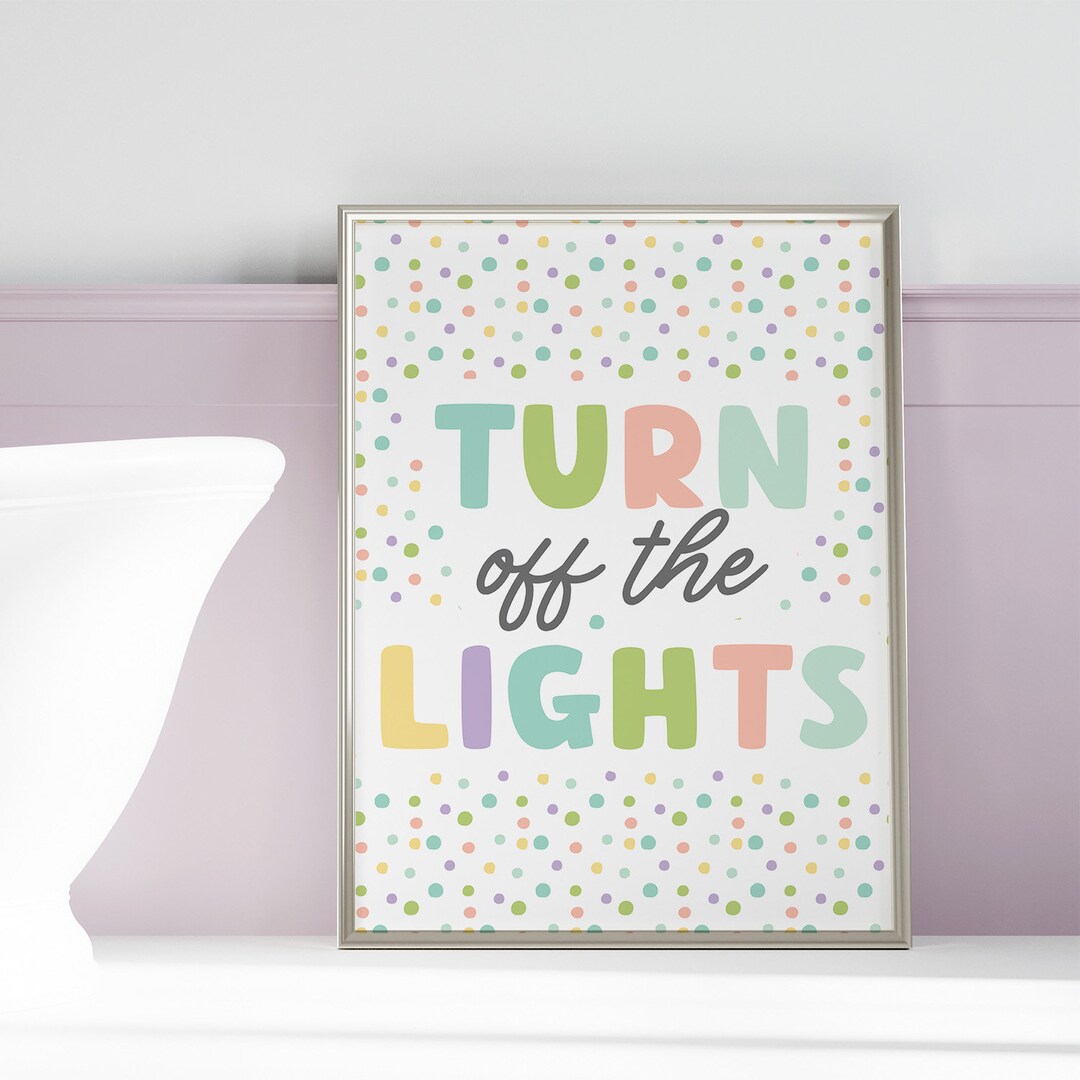 Turn off the Lights Bathroom Rules Poster, Pastel Kids Bathroom Print ...
