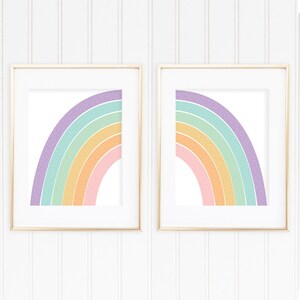 Pastel Nursery Rainbow Print Set of 2 Prints, Rainbow Kids Room Art ...