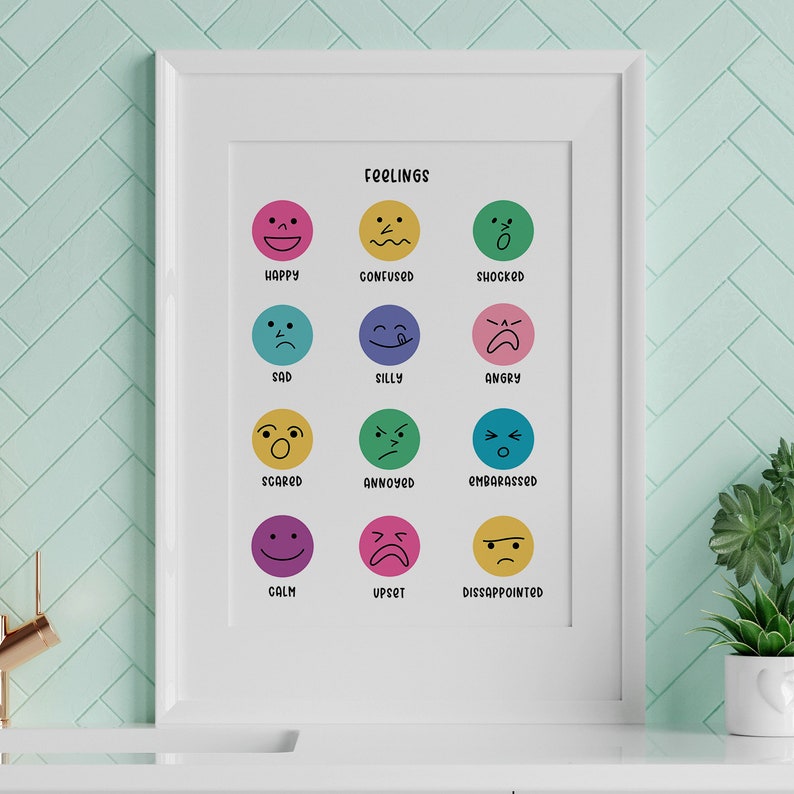 Rainbow Feelings Chart Emotions Print PRINTABLE Wall Art - Etsy