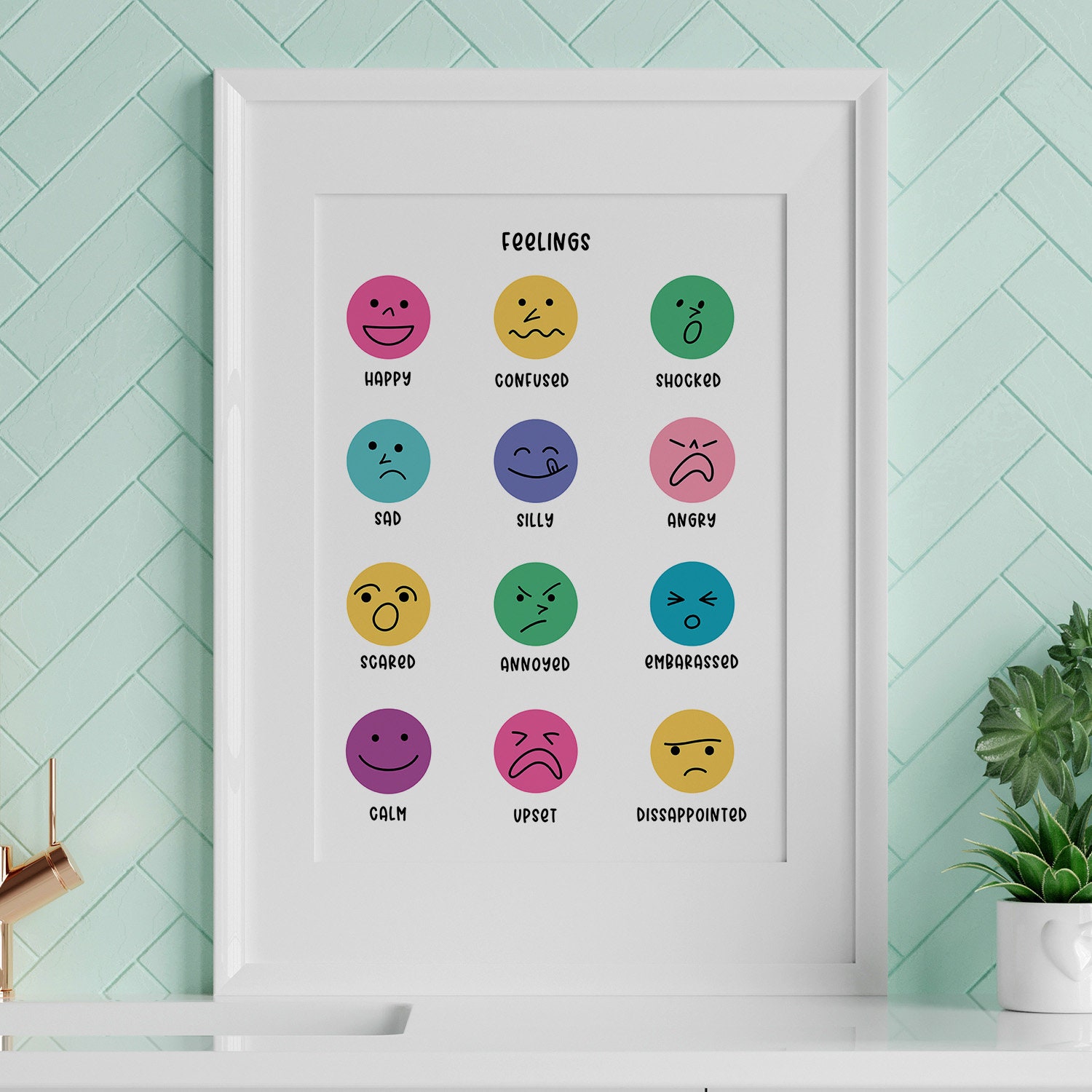 Rainbow Feelings Chart, Emotions Print, PRINTABLE Wall Art, Montessori ...