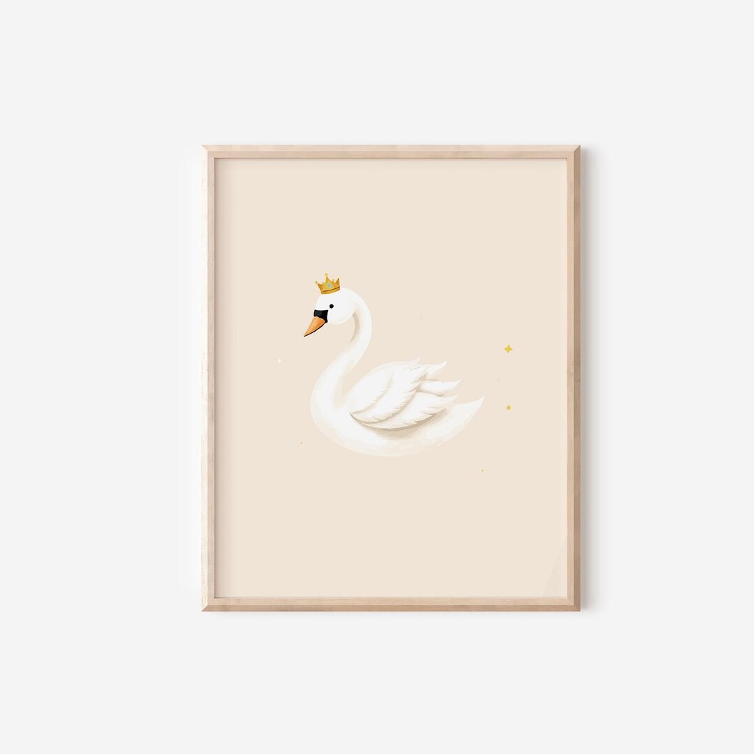 Yellow Princess Swan Nursery Printable, Coquette Aesthetic, Preppy ...