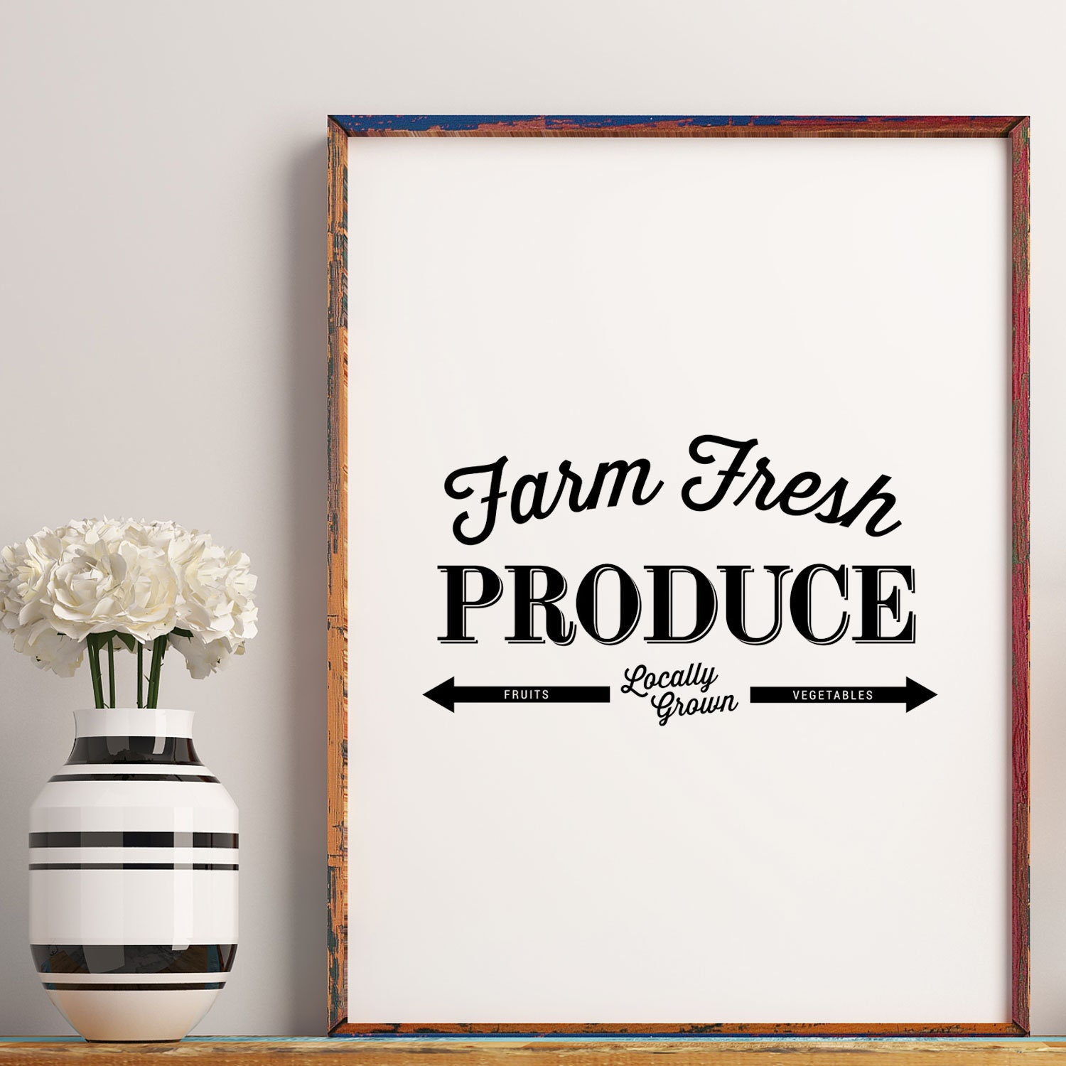 Farm Fresh Produce Printable Wall Art for Modern Farmhouse Home Decor ...
