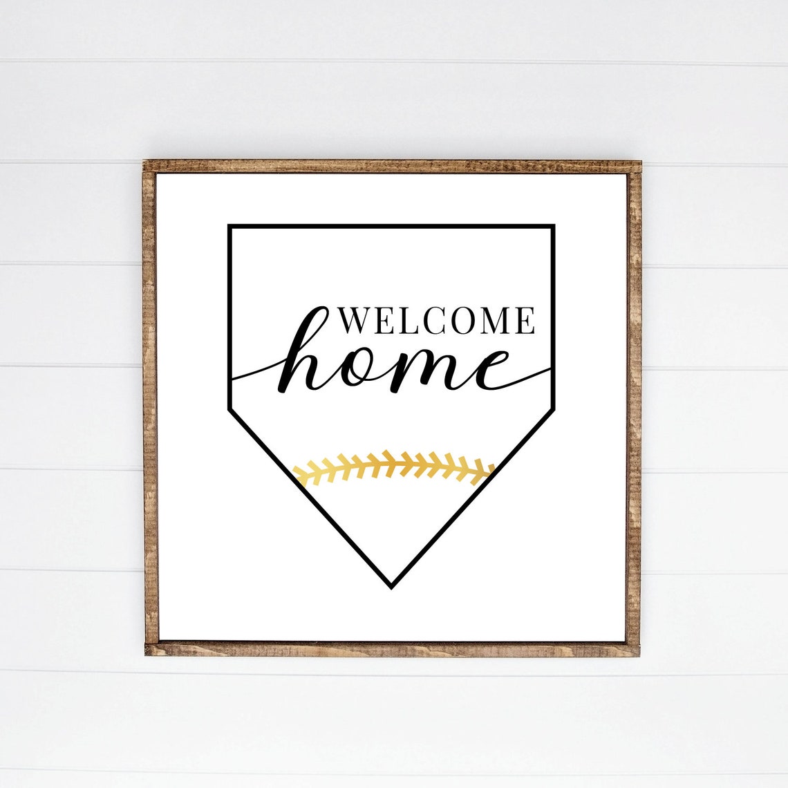 Baseball Art Print welcome Home in Home Plate - Etsy