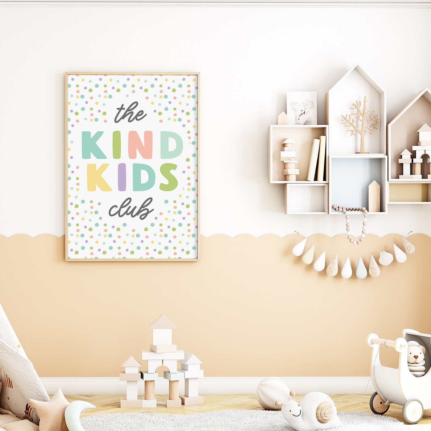 The Kind Kids Club Printable Polkadot Playroom Poster, Pastel Kids ...
