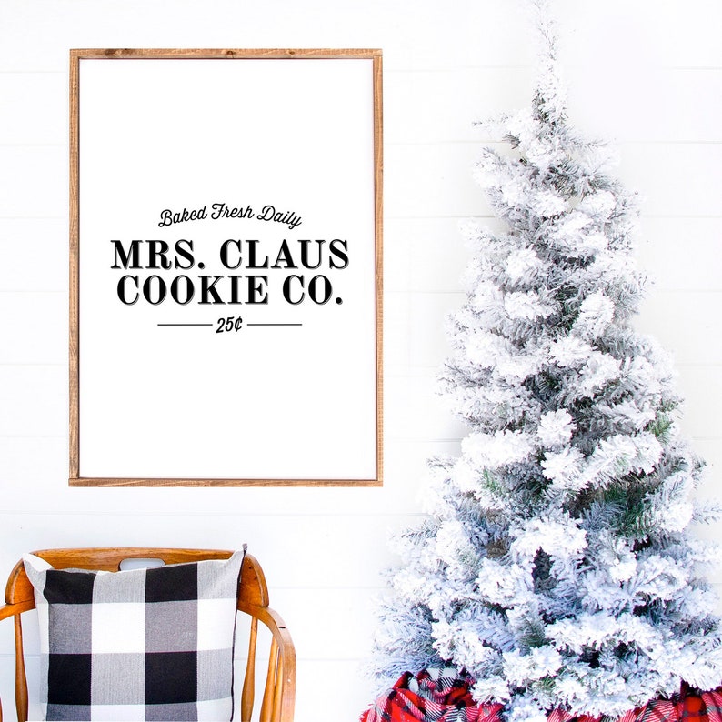 Mrs. Claus Cookie Co. Printable Wall Art, Farmhouse Style Christmas ...