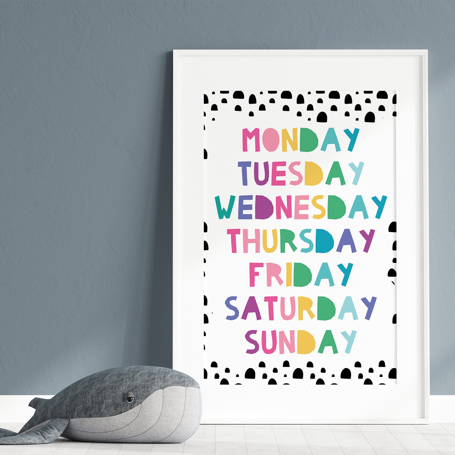 Rainbow Days of the Week, Playroom Educational Poster, Rainbow Nursery ...