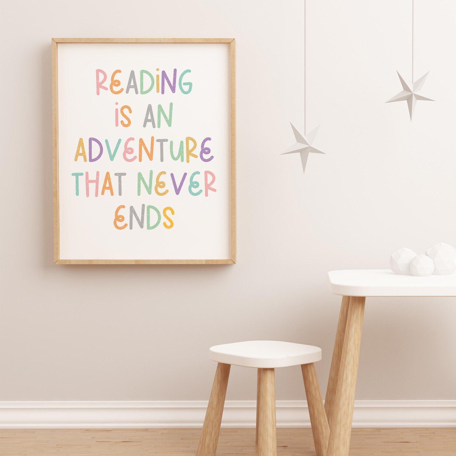 Reading is an Adventure That Never Ends Pastel Nursery Quote Print ...