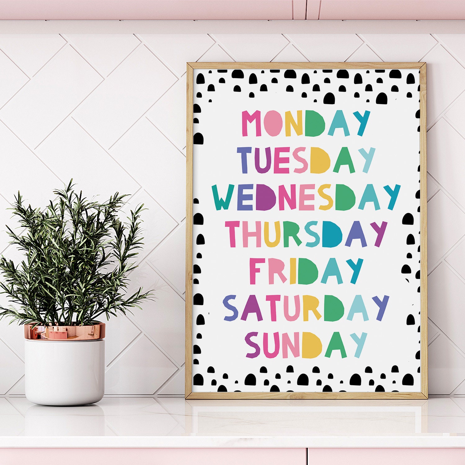 Rainbow Days of the Week, Playroom Educational Poster, Rainbow Nursery ...