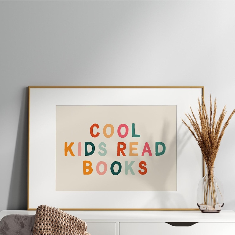 Cool Kids Read Books Printable Wall Art, Boho Reading Decor, Playroom ...