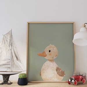 Cute Green Duck Printable Farm Animal Art, Kids Room Watercolor ...