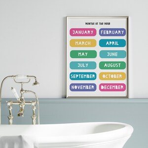 Rainbow Months of the Year Poster, Playroom Educational Poster, Rainbow ...