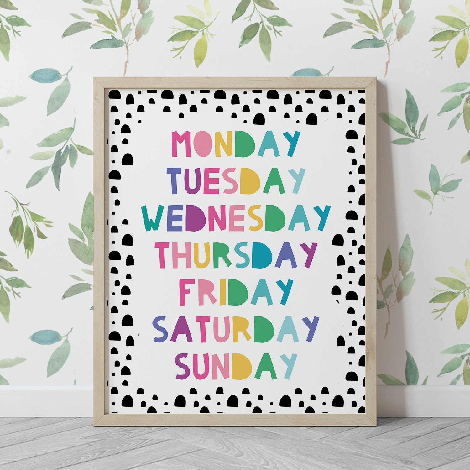 Rainbow Days of the Week, Playroom Educational Poster, Rainbow Nursery ...