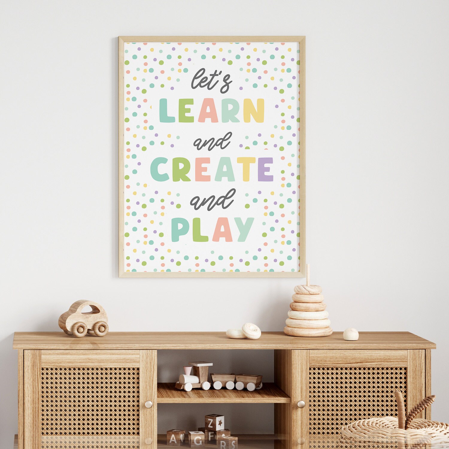 Lets Learn and Create and Play Digital Art Print, Pastel Kids Playroom ...
