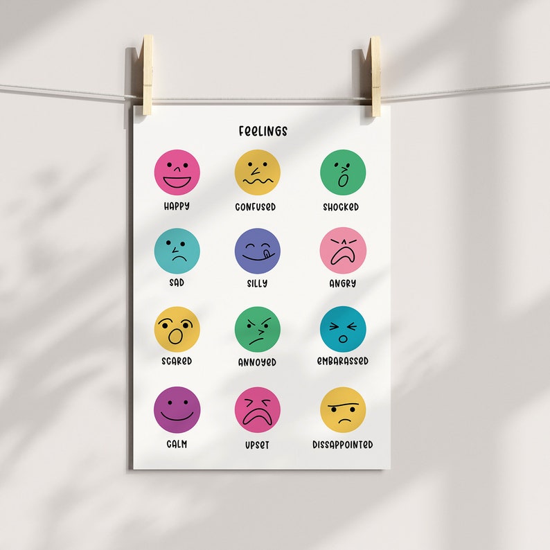 Rainbow Feelings Chart Emotions Print PRINTABLE Wall Art - Etsy