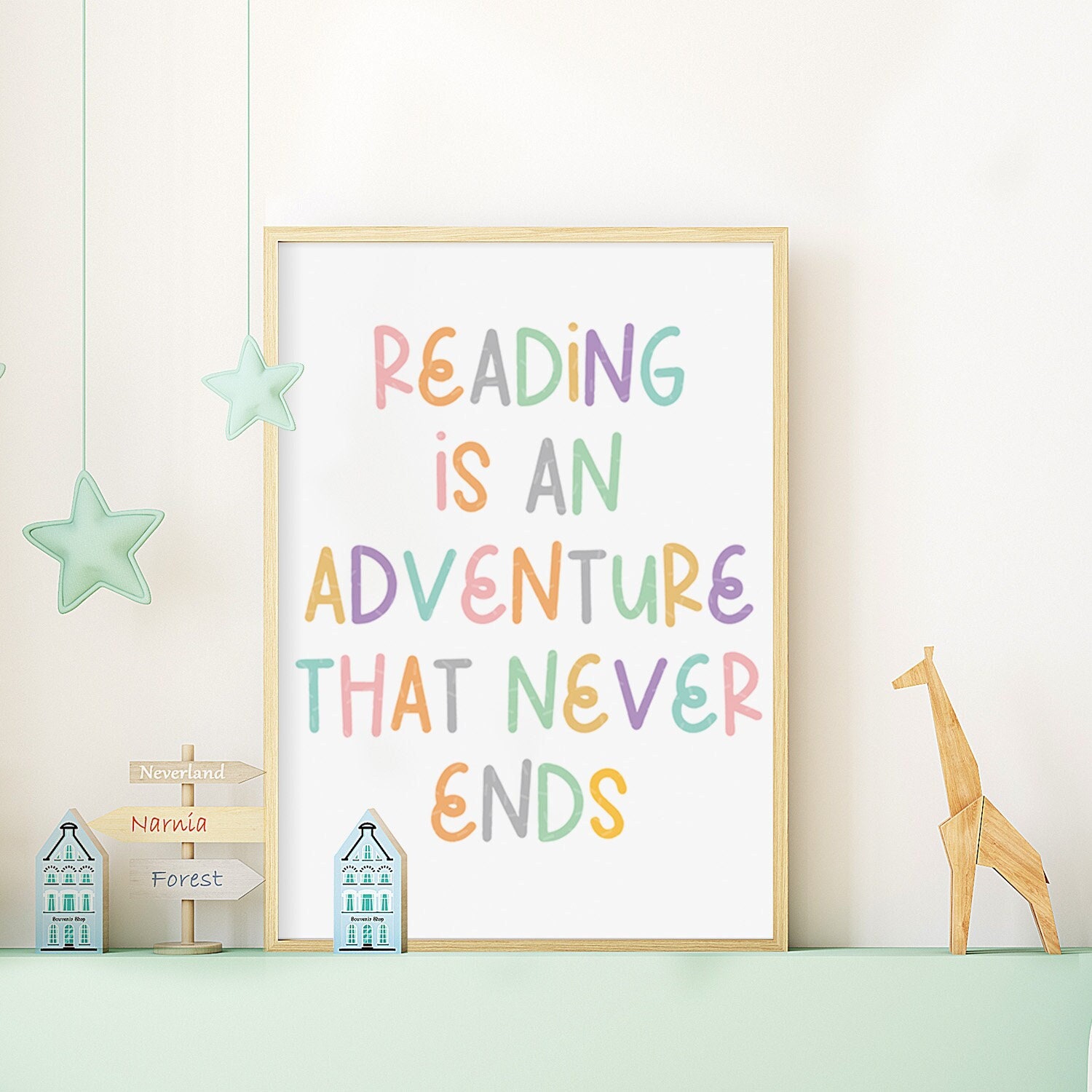 Reading is an Adventure That Never Ends Pastel Nursery Quote Print ...