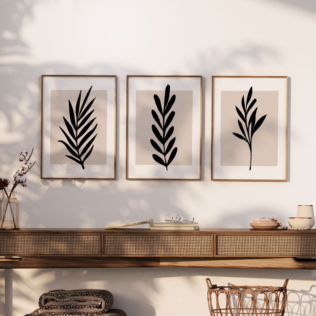 Neutral Botanical Art Print Set of 3 Prints Wildflower Art Print Boho ...