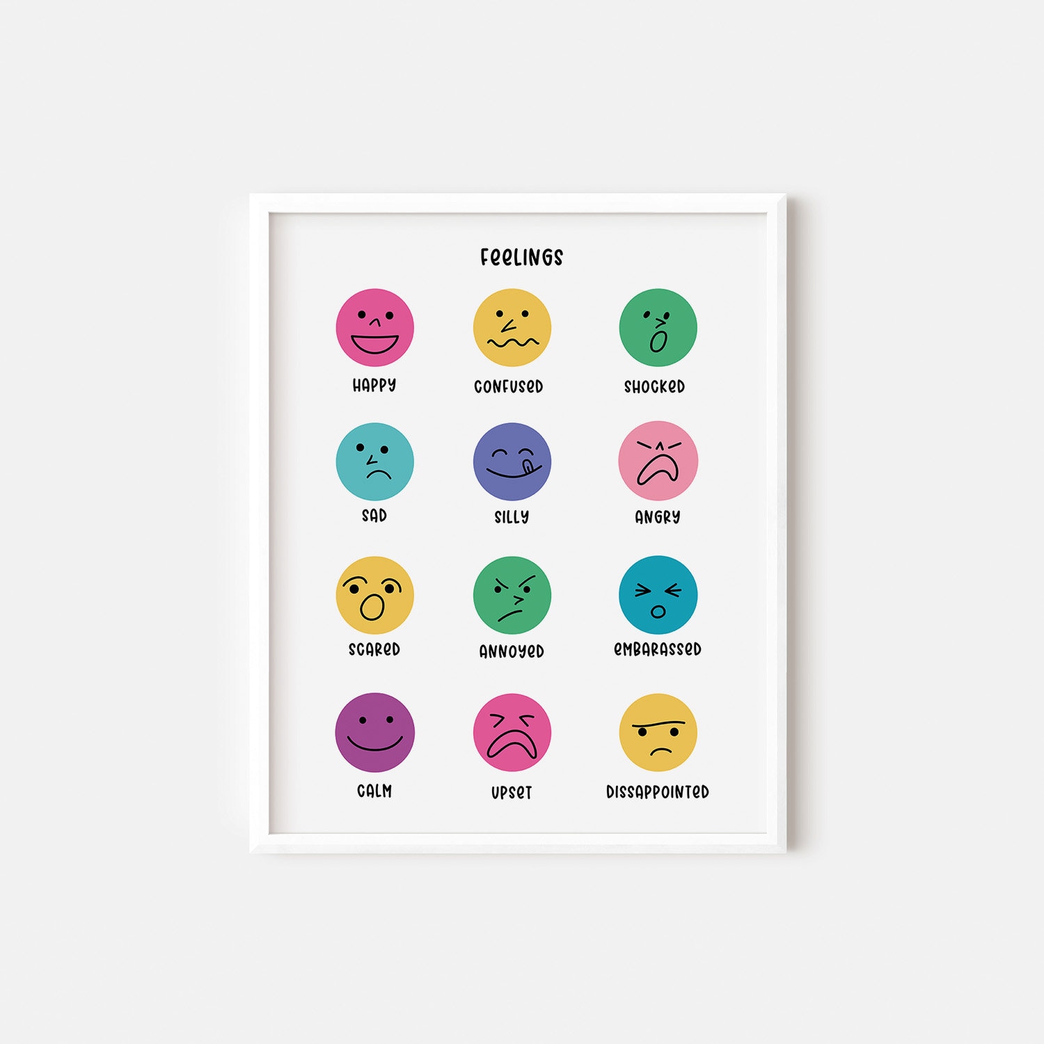 Rainbow Feelings Chart, Emotions Print, PRINTABLE Wall Art, Montessori ...