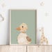 Cute Green Duck Printable Farm Animal Art, Kids Room Watercolor ...