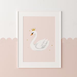 Blush Pink Princess Swan Nursery Printable, Coquette Aesthetic, Preppy ...