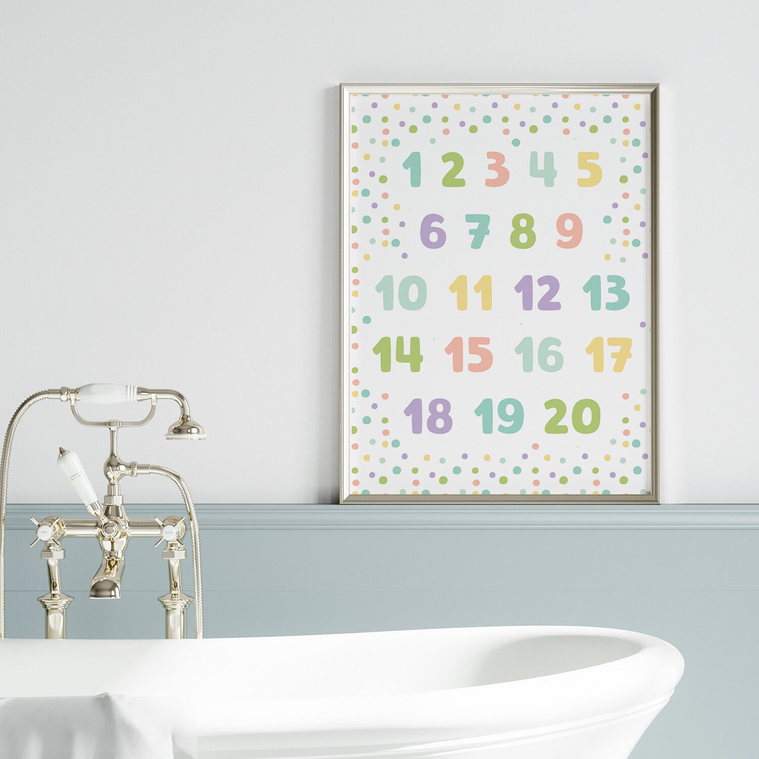 Learning Numbers 1-20 Educational Poster Pastel Polkadot - Etsy