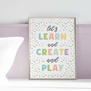 Let’s Learn and Create and Play Digital Art Print, Pastel Kids Playroom ...