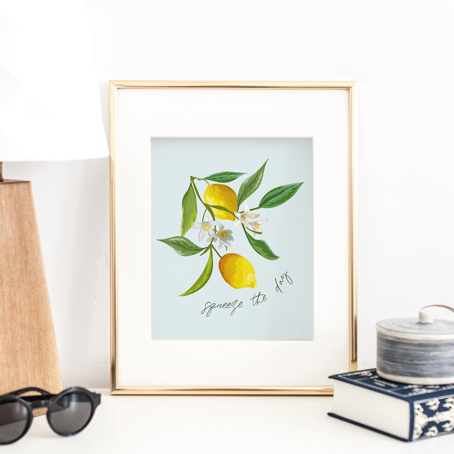 Squeeze the Day Lemon Art Printable, Lemon Artwork, Summer Decor for ...