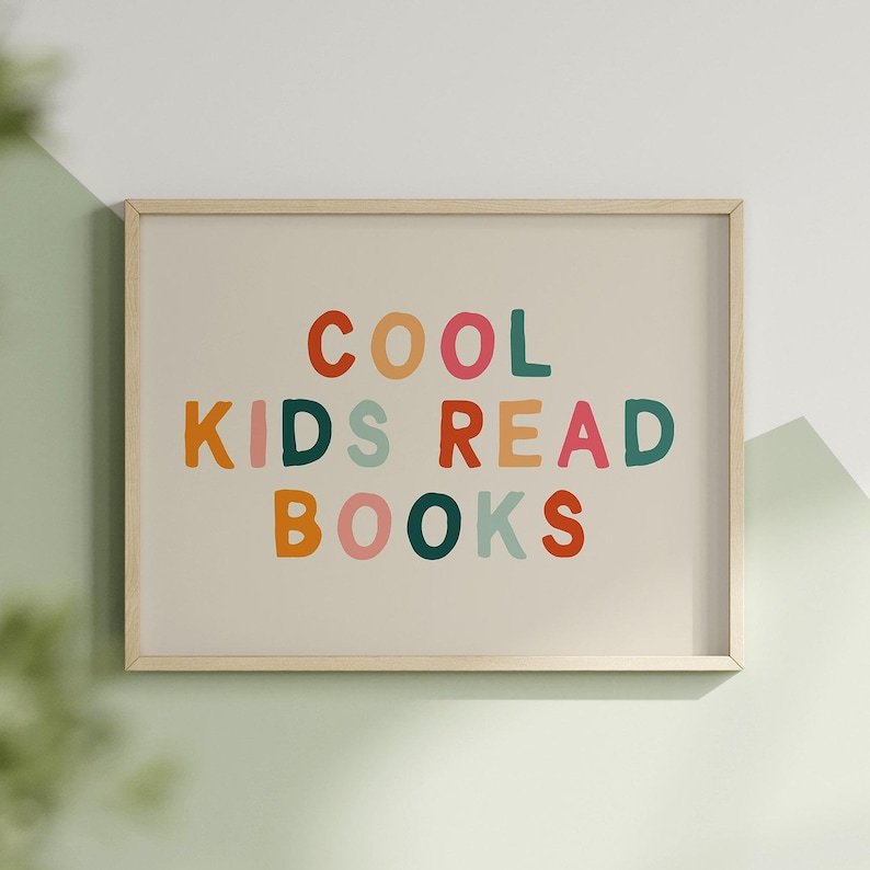 Cool Kids Read Books Printable Wall Art, Boho Reading Decor, Playroom ...