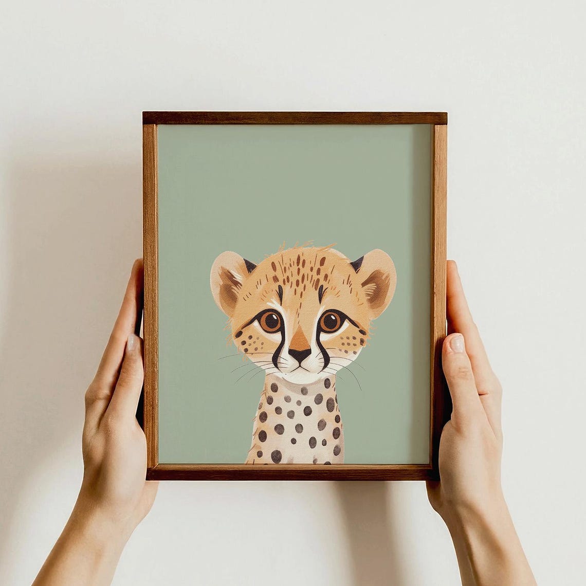 Green Cheetah Printable Woodland Nursery Art, Digital Download, Baby ...