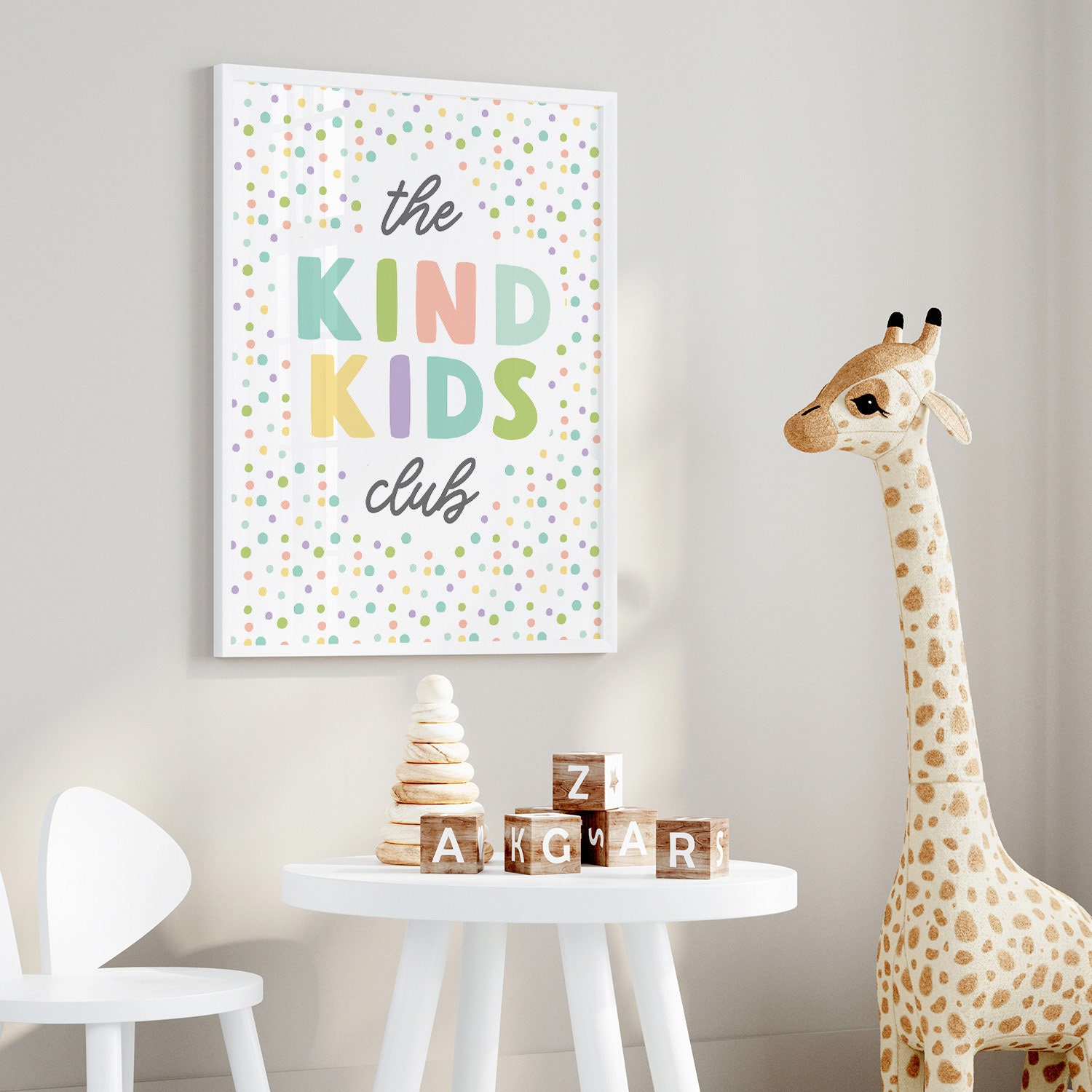 The Kind Kids Club Printable Polkadot Playroom Poster, Pastel Kids ...