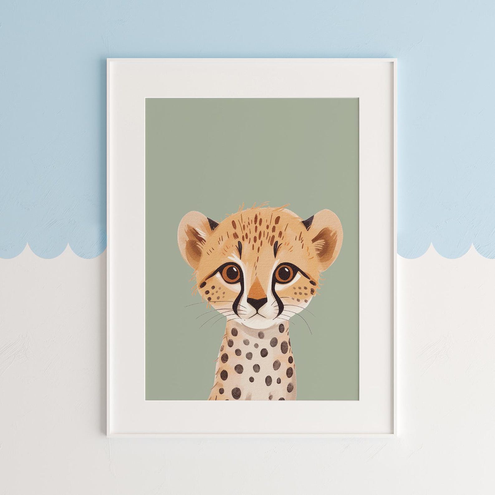 Green Cheetah Printable Woodland Nursery Art, Digital Download, Baby ...