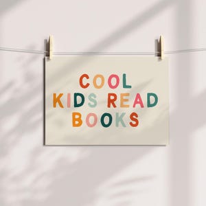 Cool Kids Read Books Printable Wall Art, Boho Reading Decor, Playroom ...