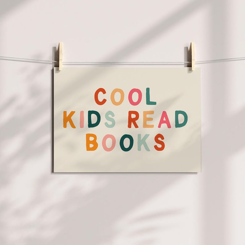 Cool Kids Read Books Printable Wall Art, Boho Reading Decor, Playroom ...