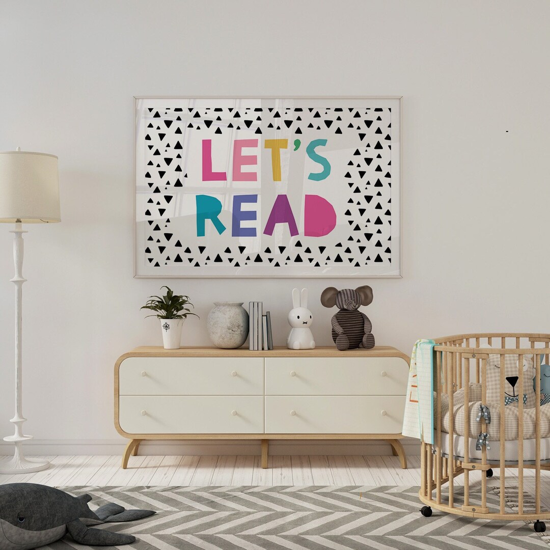 Let's Read Printable, Reading Print for Kids, Rainbow Print, Playroom ...