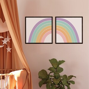 Pastel Nursery Rainbow Print Set of 2 Prints, Rainbow Kids Room Art ...