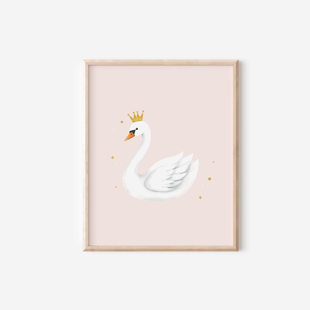 Blush Pink Princess Swan Nursery Printable, Coquette Aesthetic, Preppy ...