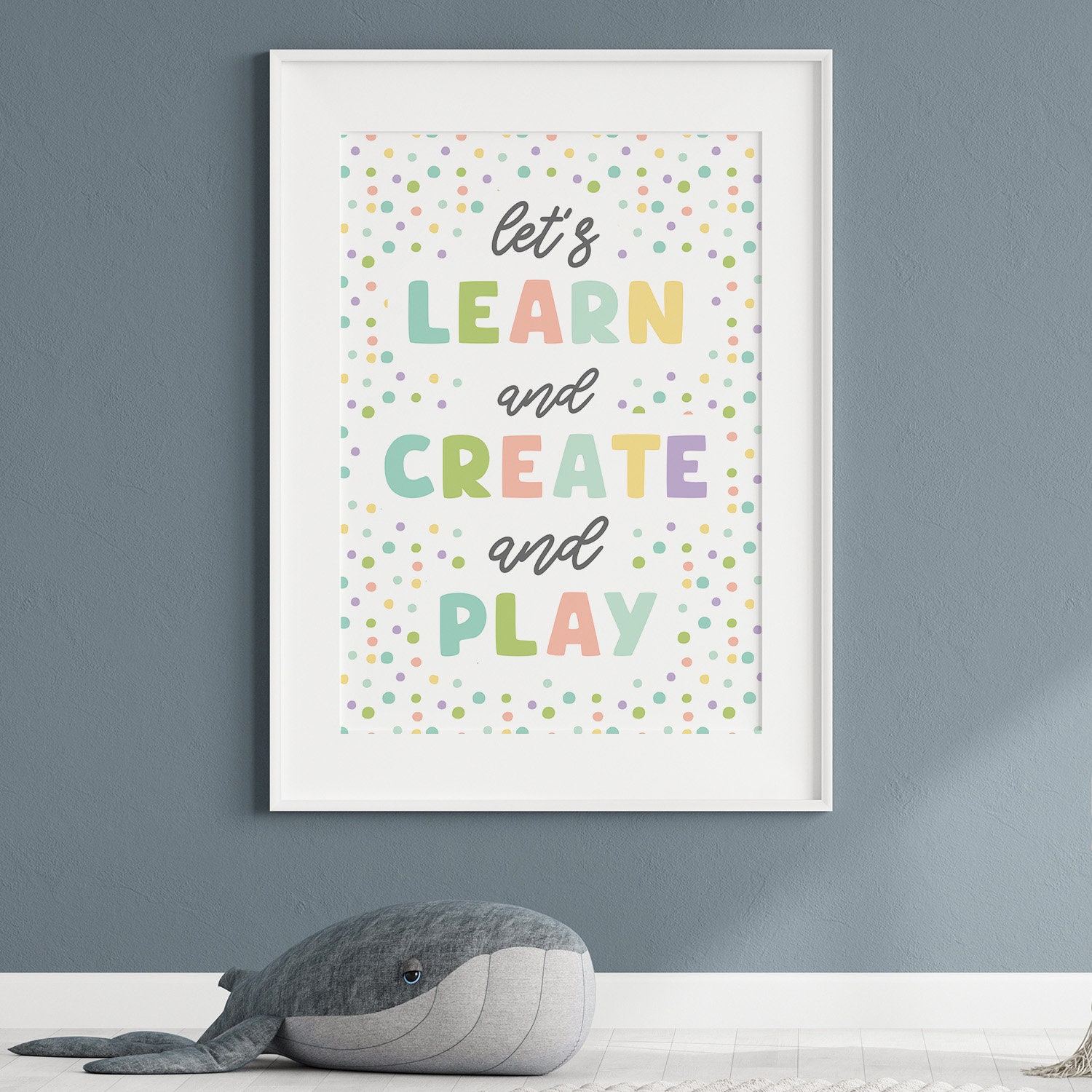 Let’s Learn and Create and Play Digital Art Print, Pastel Kids Playroom ...