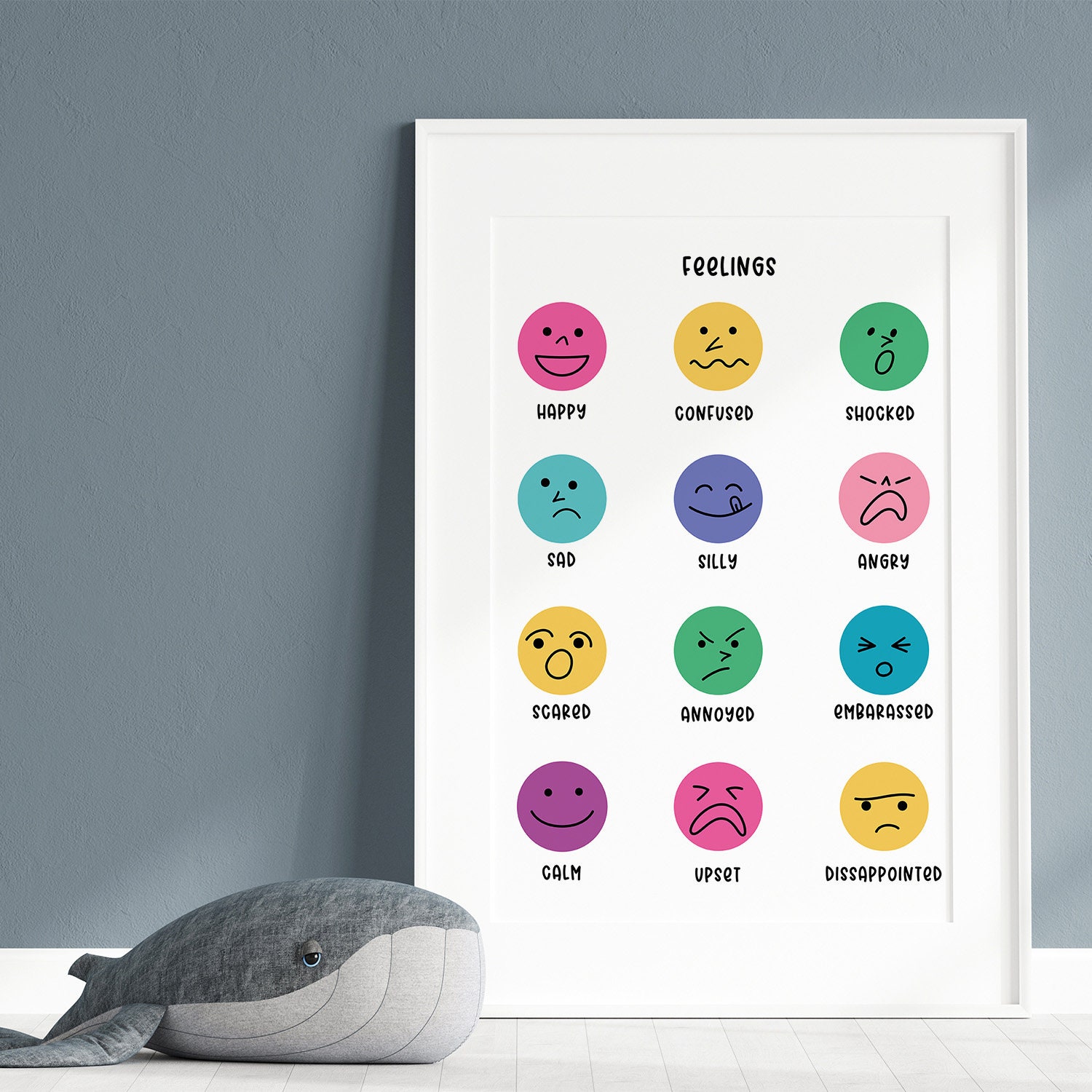 Rainbow Feelings Chart, Emotions Print, PRINTABLE Wall Art, Montessori ...
