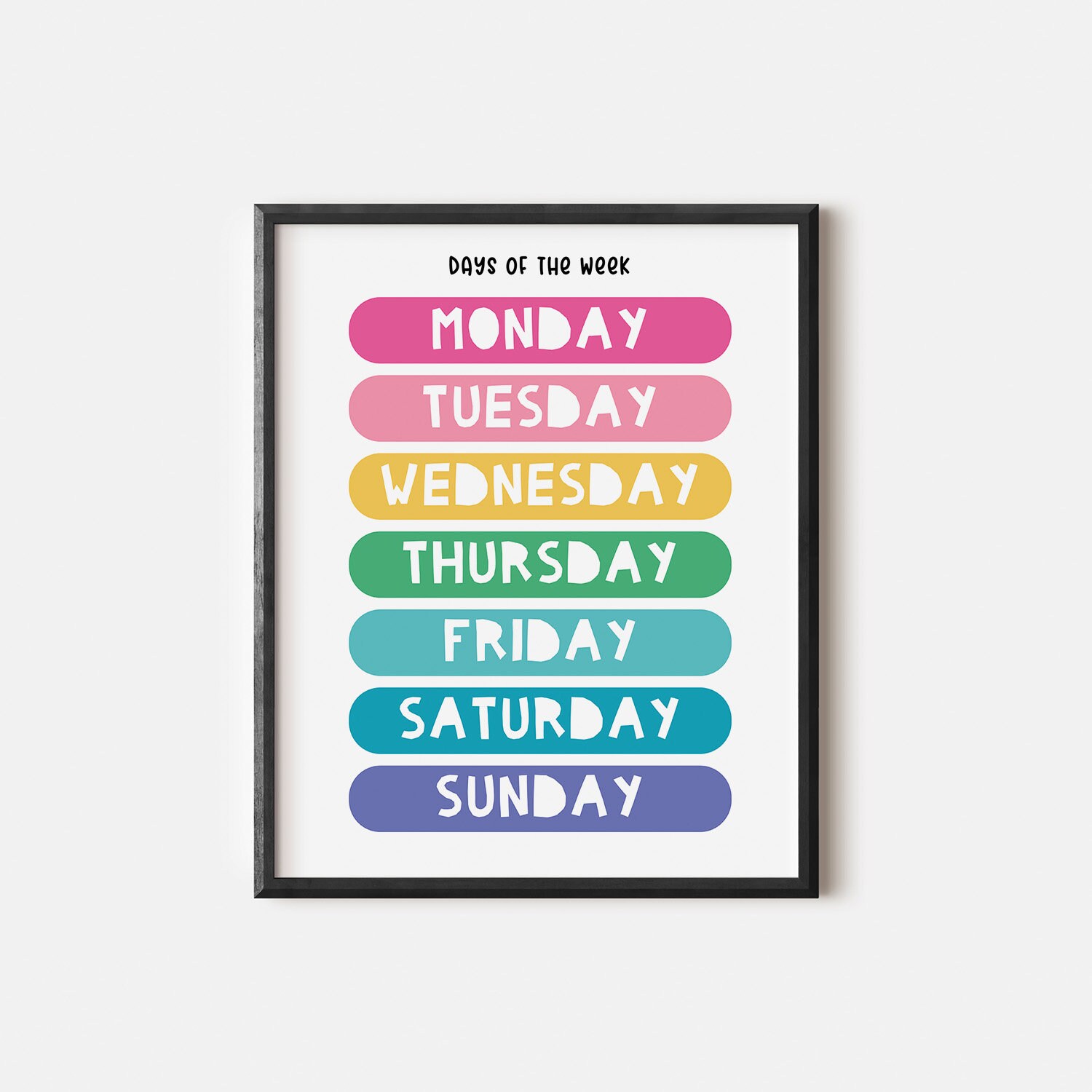 Rainbow Days of the Week Poster, Printable Educational Wall Art ...