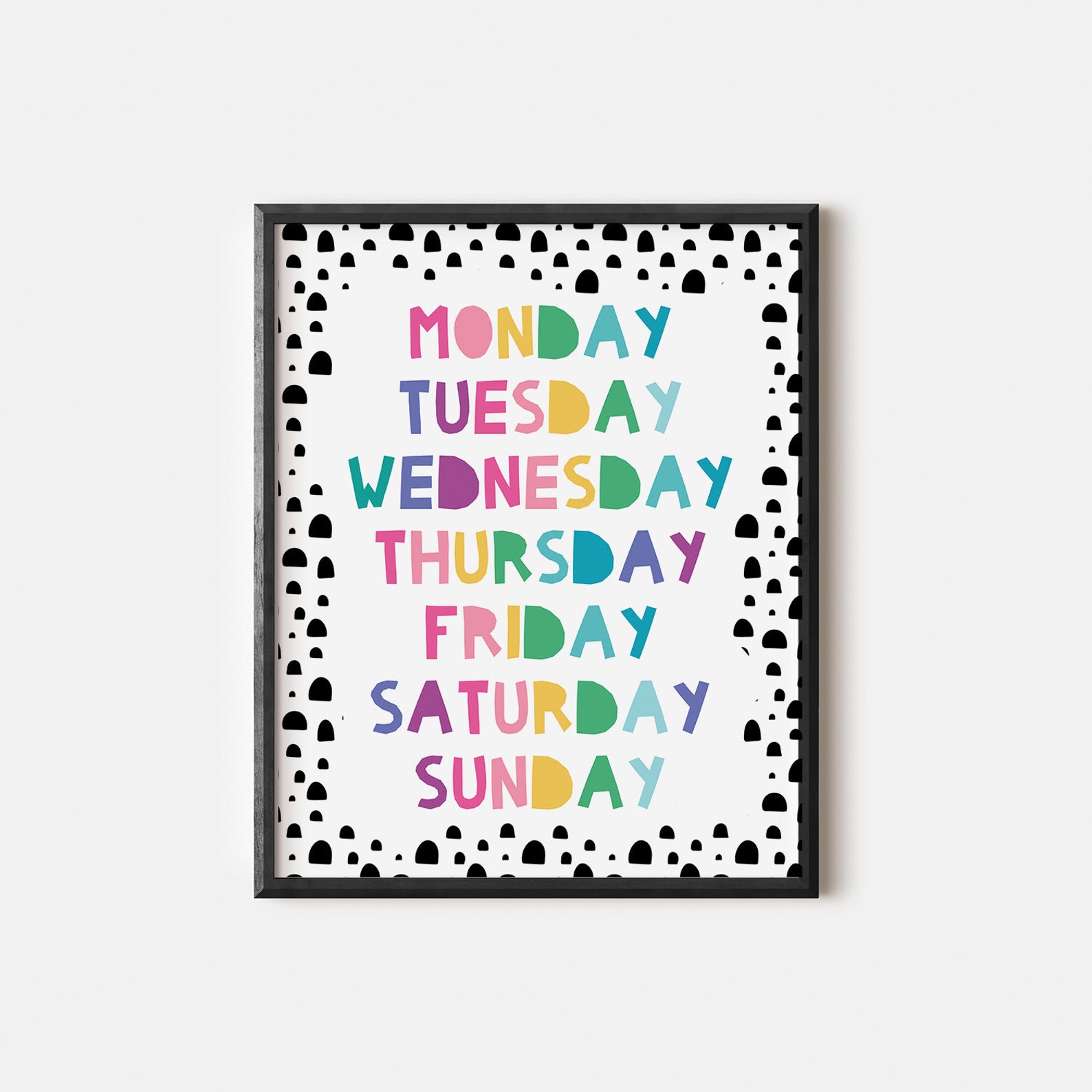 Rainbow Days of the Week, Playroom Educational Poster, Rainbow Nursery ...