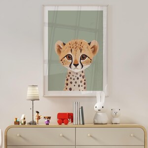 Green Cheetah Printable Woodland Nursery Art, Digital Download, Baby ...