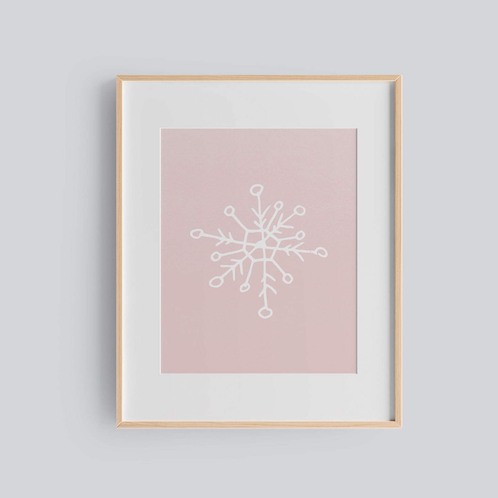 Pink Snowflake Digital Art Print Set of 3 Prints, Minimalist Winter ...